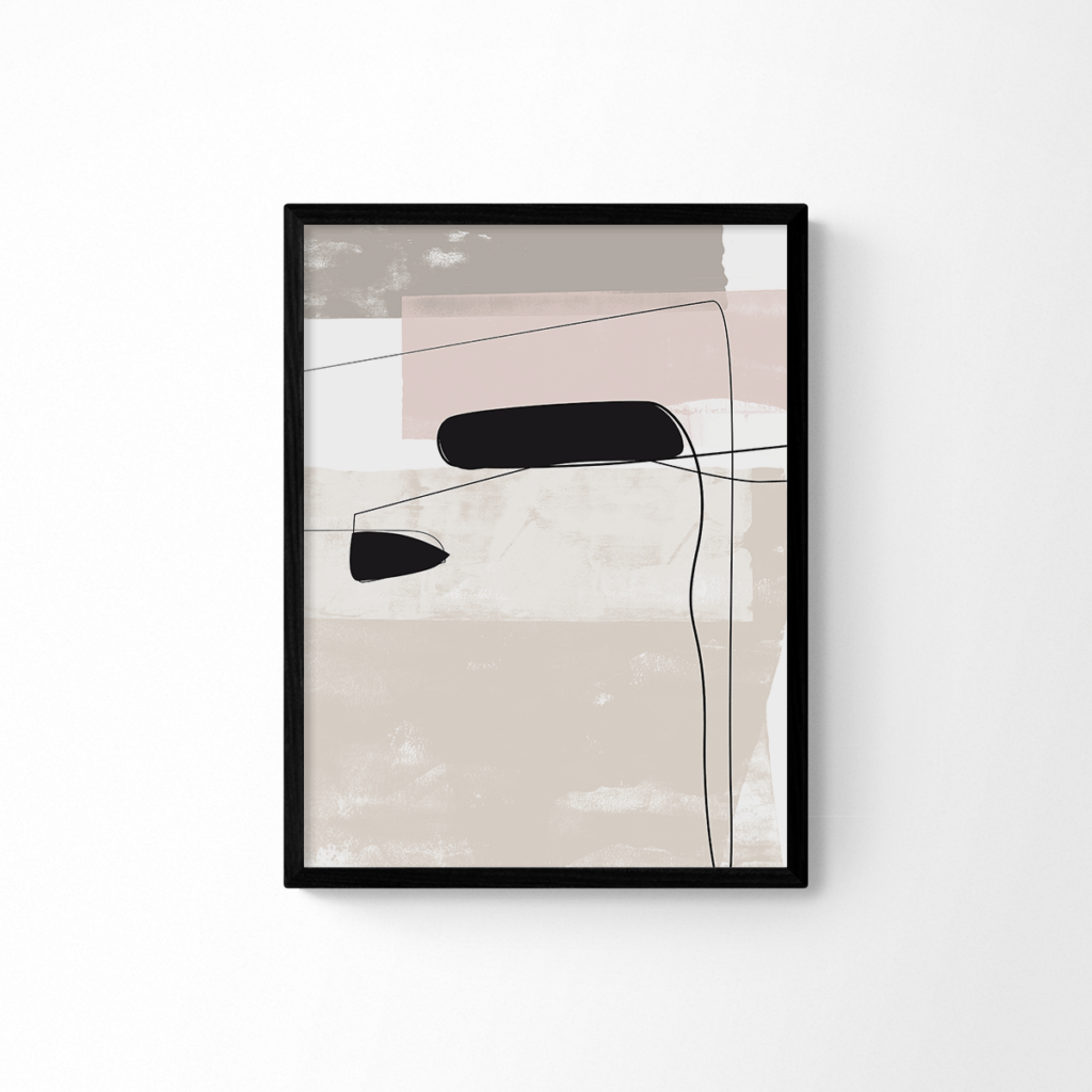 Beige Stokes and lines abstract - DoseArt